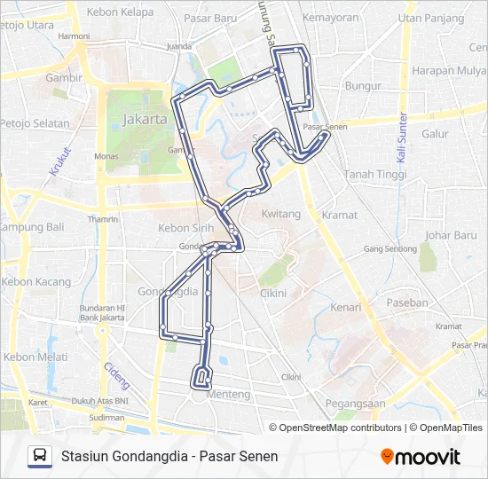 Rute 2P: Jadwal, Pemberhentian & Peta - Stasiun Gondangdia Dan Pasar ...