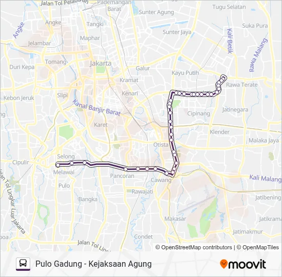 Rute 4K: Jadwal, Pemberhentian & Peta - Pulo Gadung (Diperbarui)