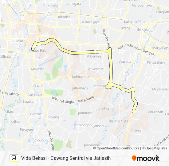 Rute B41: Jadwal, Pemberhentian & Peta - Cawang Sentral Dan Vida Bekasi ...
