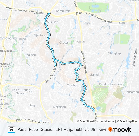 Rute jak73: Jadwal, Pemberhentian & Peta - Pasar Rebo (Diperbarui)