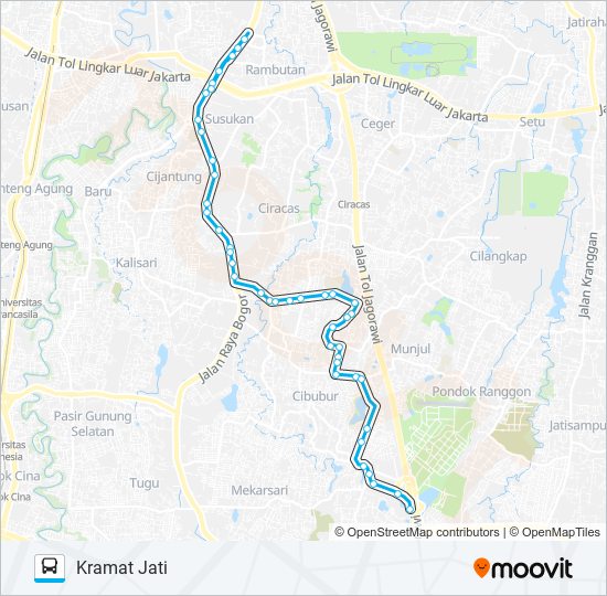 Rute jak73: Jadwal, Pemberhentian & Peta - Kramat Jati (Diperbarui)