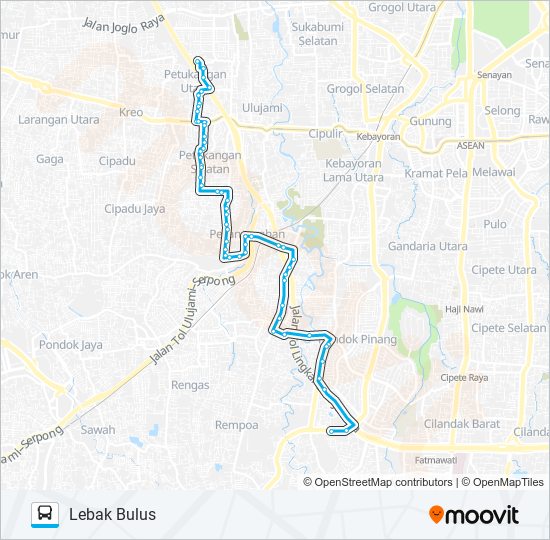 Rute jak32: Jadwal, Pemberhentian & Peta - Lebak Bulus (Diperbarui)