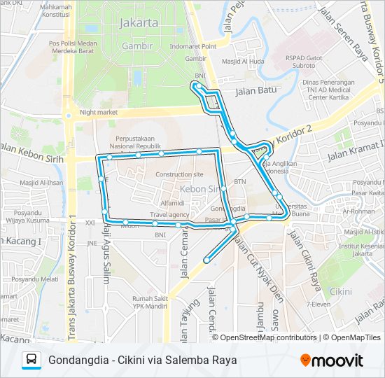 Rute jak10a: Jadwal, Pemberhentian & Peta - Cikini Via Salemba Raya ...
