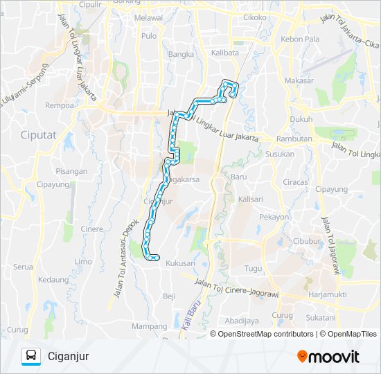 Rute jak47: Jadwal, Pemberhentian & Peta - Ciganjur (Diperbarui)