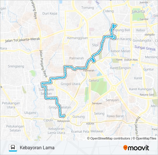 Rute jak12: Jadwal, Pemberhentian & Peta - Kebayoran Lama (Diperbarui)