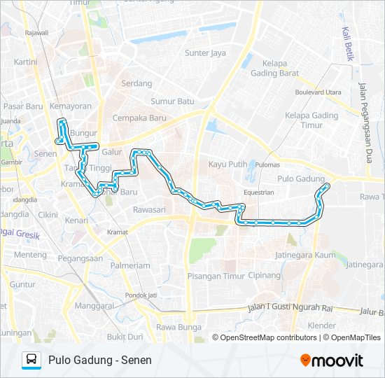 Rute jak17: Jadwal, Pemberhentian & Peta - Pulo Gadung (Diperbarui)
