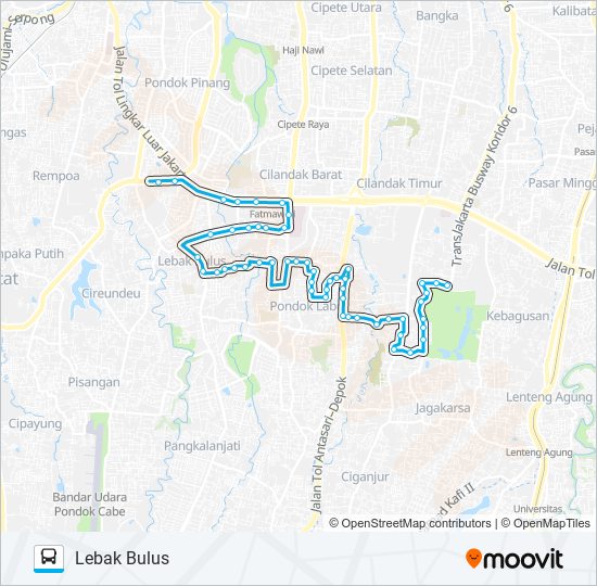 Rute jak45: Jadwal, Pemberhentian & Peta - Lebak Bulus (Diperbarui)