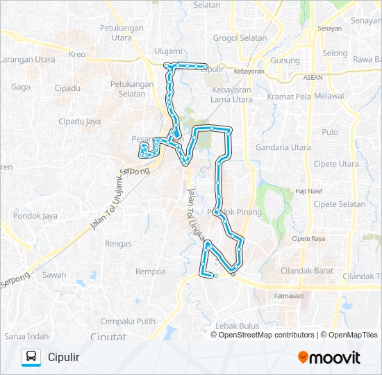 Rute jak49: Jadwal, Pemberhentian & Peta - Cipulir (Diperbarui)