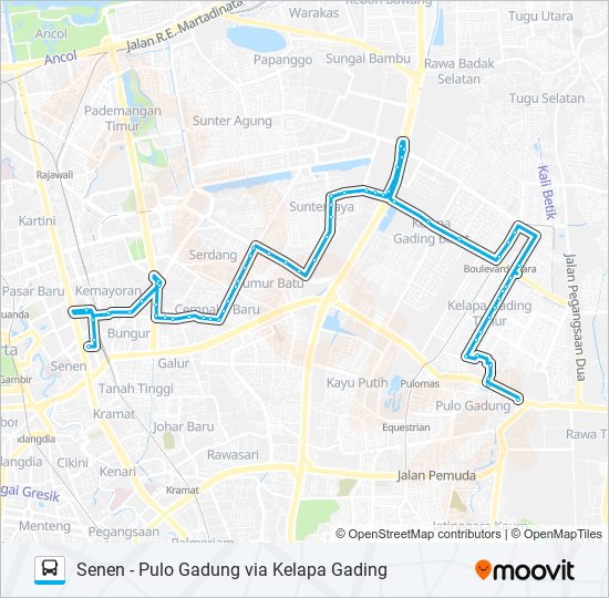Rute jak24: Jadwal, Pemberhentian & Peta - Pulo Gadung (Diperbarui)