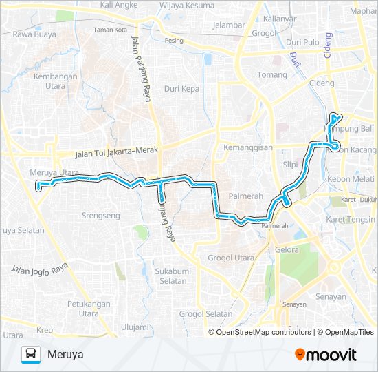 Rute jak14: Jadwal, Pemberhentian & Peta - Meruya (Diperbarui)