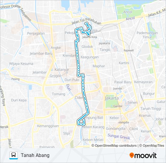 Rute jak13: Jadwal, Pemberhentian & Peta - Tanah Abang (Diperbarui)