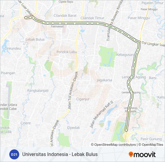 Rute D21: Jadwal, Pemberhentian & Peta - Lebak Bulus (Diperbarui)