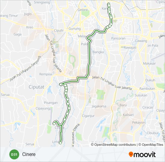 Rute d31: Jadwal, Pemberhentian & Peta - Cinere (Diperbarui)