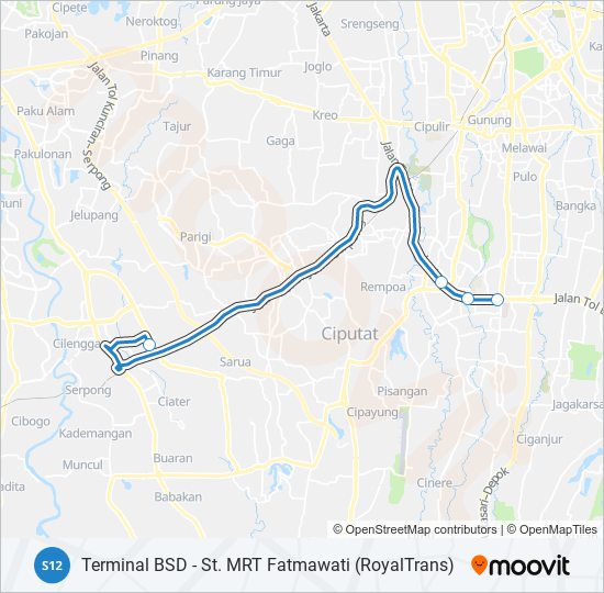 Rute s12: Jadwal, Pemberhentian & Peta - Terminal BSD (Diperbarui)