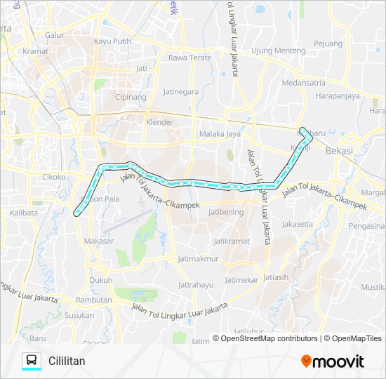 Rute M19: Jadwal, Pemberhentian & Peta - Cililitan (Diperbarui)