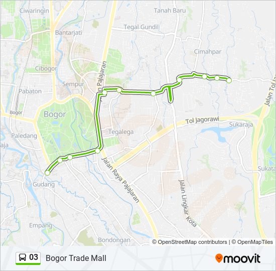 Rute 03: Jadwal, Pemberhentian & Peta - Bogor Trade Mall (Diperbarui)