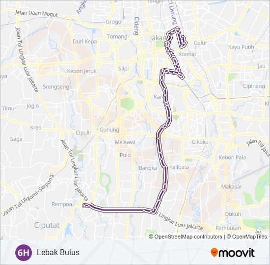 Rute 6h: Jadwal, Pemberhentian & Peta - Lebak Bulus (Diperbarui)