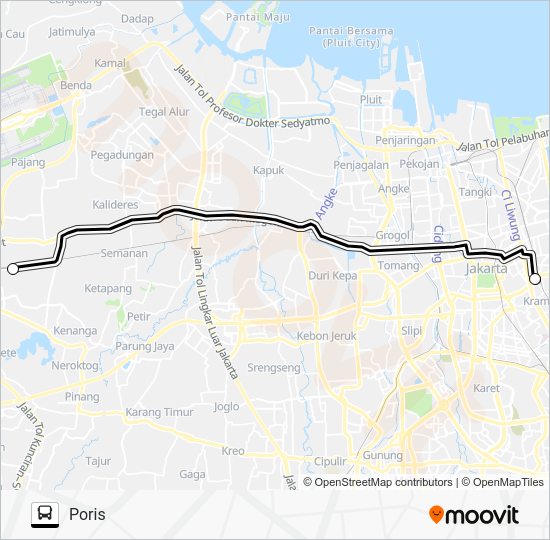 Rute TRANSJABODETABEK PORIS PASAR SENEN: Jadwal, Pemberhentian & Peta - Poris (Diperbarui)