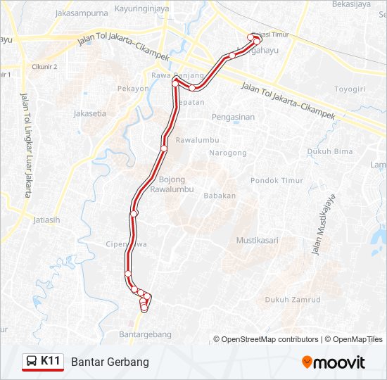 k11 Route: Schedules, Stops & Maps - Bantar Gerbang (Updated)