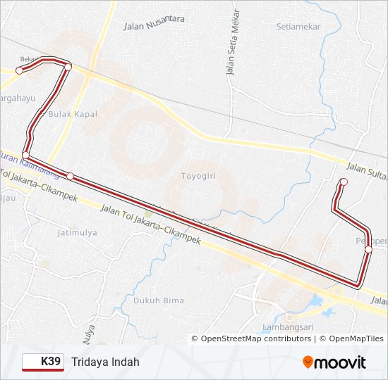 Rute k39: Jadwal, Pemberhentian & Peta - Tridaya Indah (Diperbarui)