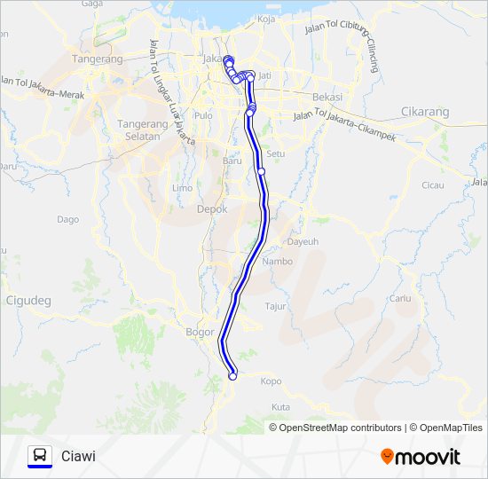 Rute TRANSJABODETABEK SENEN CIAWI: Jadwal, Pemberhentian & Peta - Ciawi (Diperbarui)