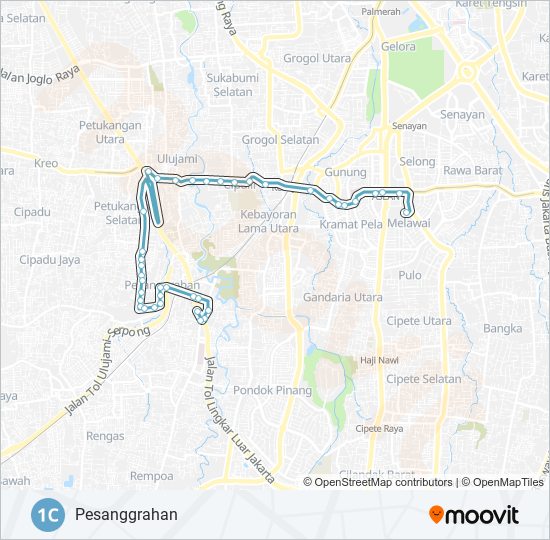 Rute 1c: Jadwal, Pemberhentian & Peta - Pesanggrahan (Diperbarui)