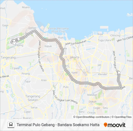 Rute DAMRI PULO GEBANG: Jadwal, Pemberhentian & Peta - Bandara Soekarno Hatta (Diperbarui)