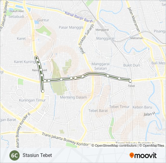Rute 6c: Jadwal, Pemberhentian & Peta - Stasiun Tebet (Diperbarui)