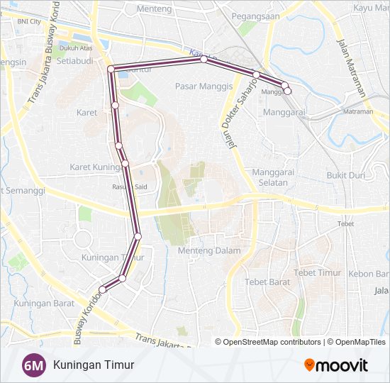 Rute 6m: Jadwal, Pemberhentian & Peta - Kuningan Timur (Diperbarui)