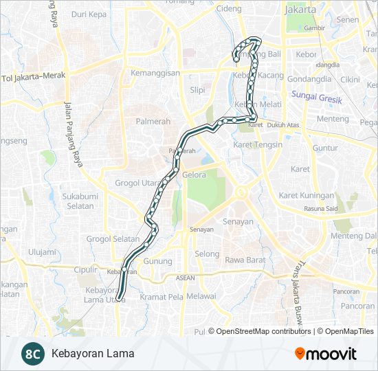 Rute 8c: Jadwal, Pemberhentian & Peta - Kebayoran Lama (Diperbarui)