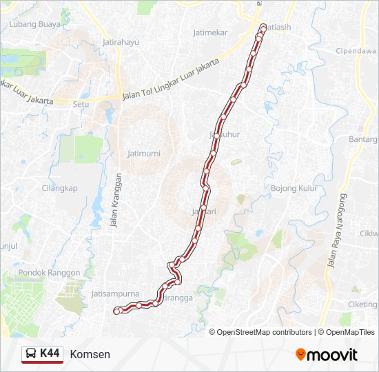 Rute K44: Jadwal, Pemberhentian & Peta - Komsen (Diperbarui)