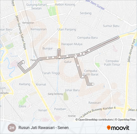 Rute 2H: Jadwal, Pemberhentian & Peta - Rusun Jati Rawasari (Diperbarui)