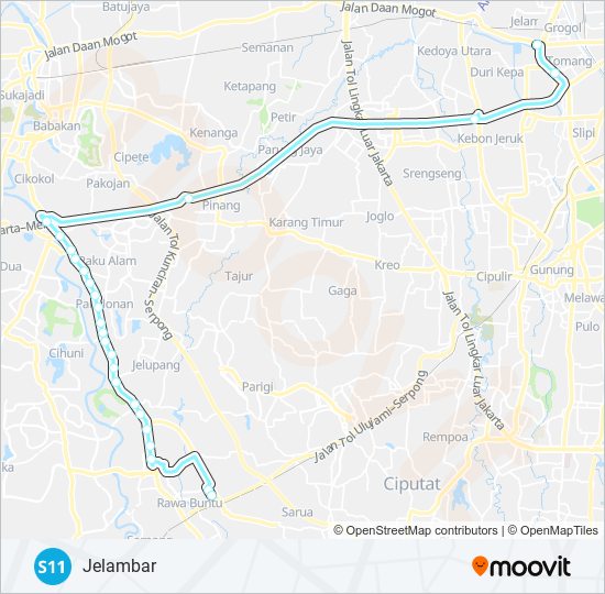 Rute s11: Jadwal, Pemberhentian & Peta - Jelambar (Diperbarui)