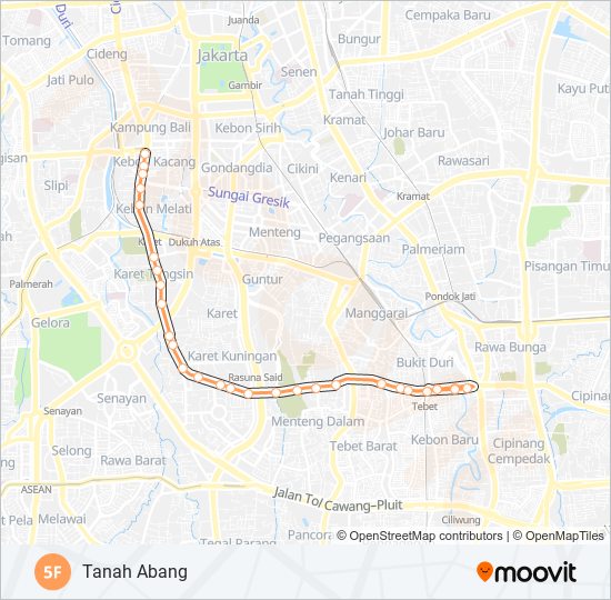 Rute 5f: Jadwal, Pemberhentian & Peta - Tanah Abang (Diperbarui)