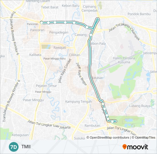 Rute 7D: Jadwal, Pemberhentian & Peta - TMII (Diperbarui)