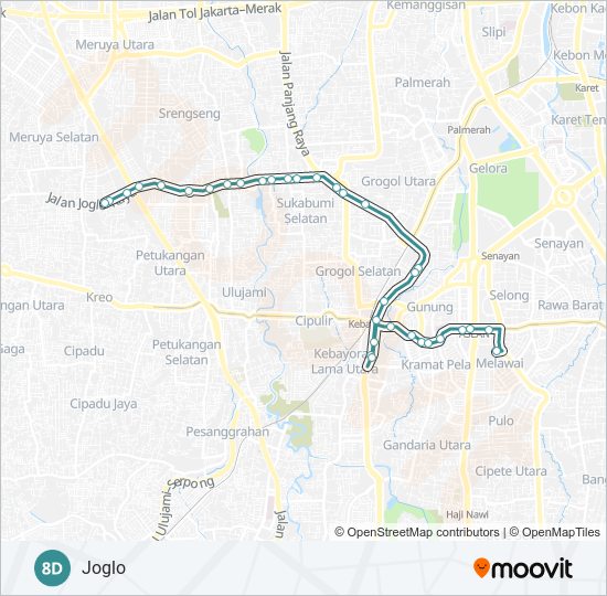 Rute 8d: Jadwal, Pemberhentian & Peta - Joglo (Diperbarui)