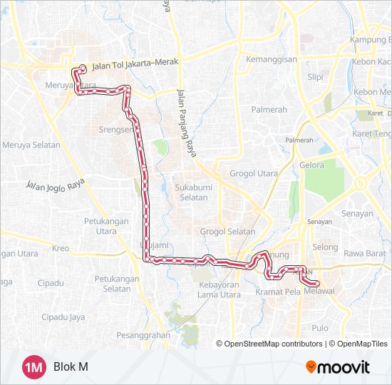 Rute 1m: Jadwal, Pemberhentian & Peta - Blok M (Diperbarui)