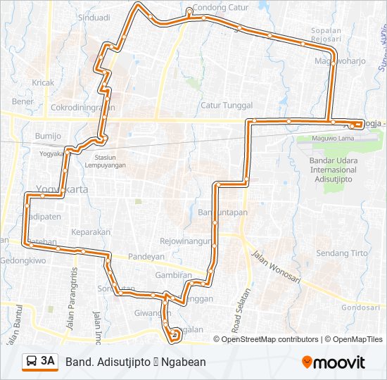 3a Route: Schedules, Stops & Maps - Adisutjipto - Ngabean - Adisutjipto ...