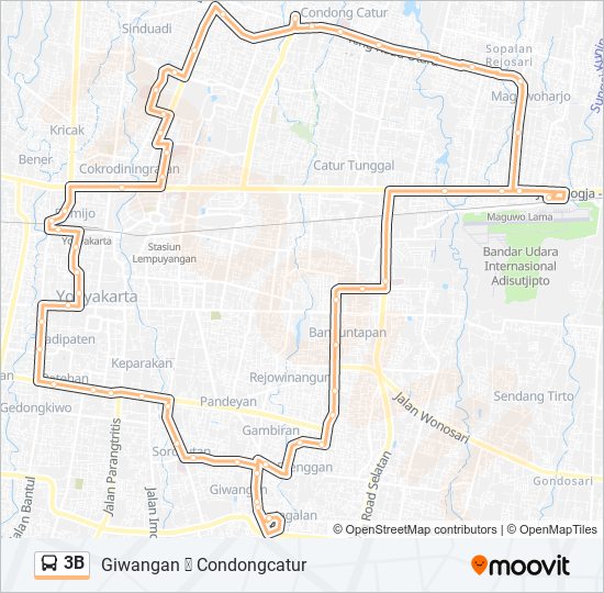 Rute 3b: Jadwal, Pemberhentian & Peta - Giwangan - Condongcatur ...