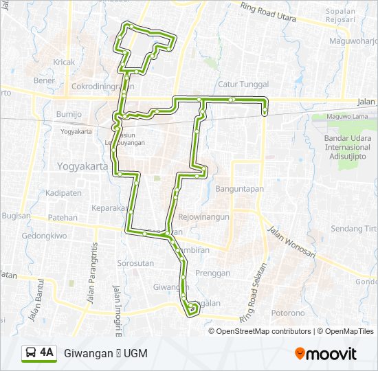 Rute 4a: Jadwal, Pemberhentian & Peta - Giwangan - Ugm - Giwangan ...