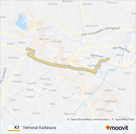 k3 Route: Schedules, Stops & Maps - Terminal Kartasura (Updated)