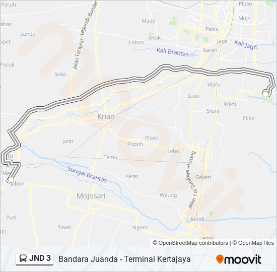 Rute jnd 3: Jadwal, Pemberhentian & Peta - Bandara Juanda T1 (Diperbarui)