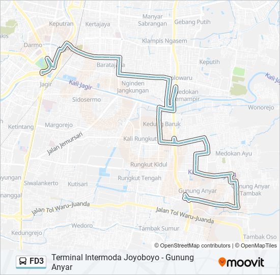 Rute fd3: Jadwal, Pemberhentian & Peta - Gunung Anyar (Diperbarui)