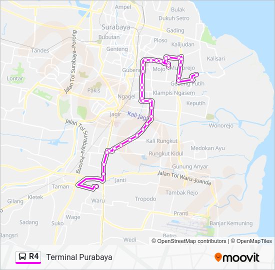Rute R4: Jadwal, Pemberhentian & Peta - Terminal Purabaya (Diperbarui)