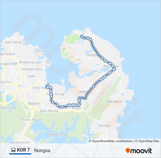 Rute kor 7: Jadwal, Pemberhentian & Peta - Nongsa (Diperbarui)