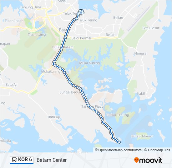 Rute kor 6: Jadwal, Pemberhentian & Peta - Batam Center (Diperbarui)