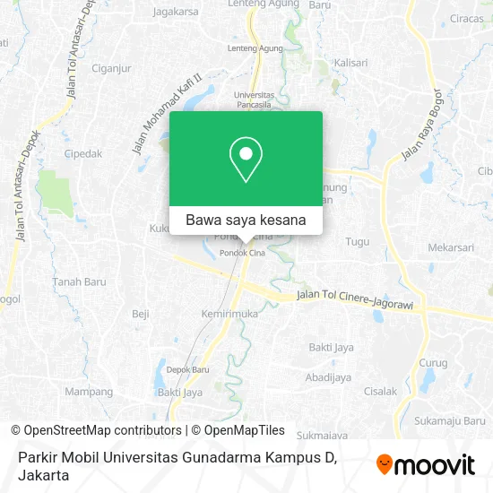 Cara ke Parkir Mobil Universitas Gunadarma Kampus D di Depok menggunakan bis atau kereta?