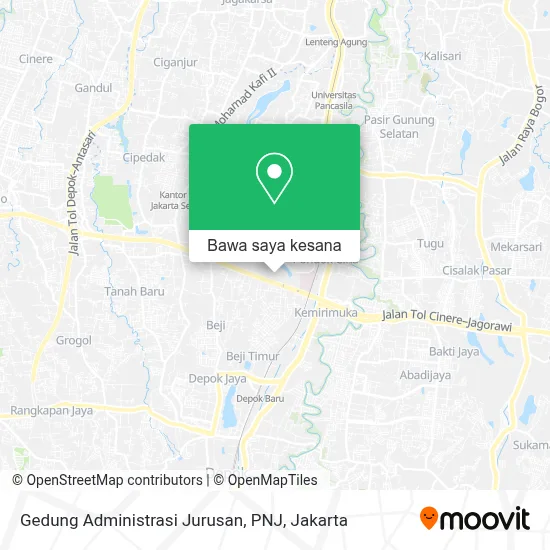 Cara ke Gedung Administrasi Jurusan, PNJ di Depok menggunakan bis atau ...