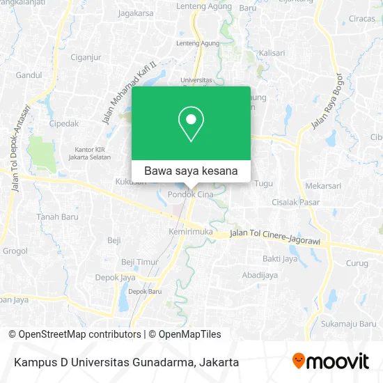 Cara ke Kampus D Universitas Gunadarma di Depok menggunakan bis atau ...