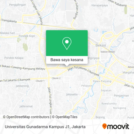 Cara ke Universitas Gunadarma Kampus J1 di Kota Bekasi menggunakan bis?